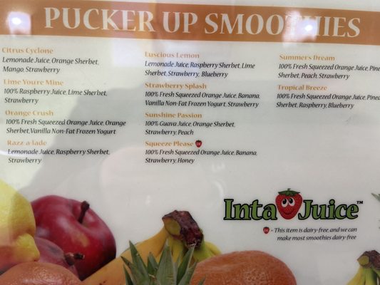 Inta juice menu store