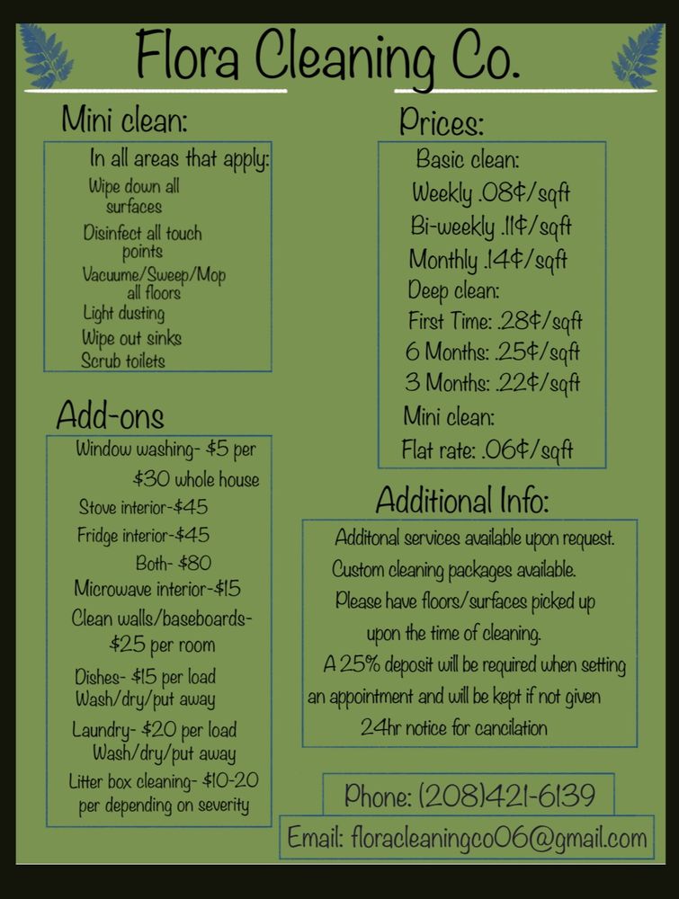 FLORA CLEANING - Updated July 2025 - Request a Quote - Twin Falls ...