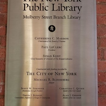 NEW YORK PUBLIC LIBRARY - MULBERRY STREET LIBRARY - Updated November ...