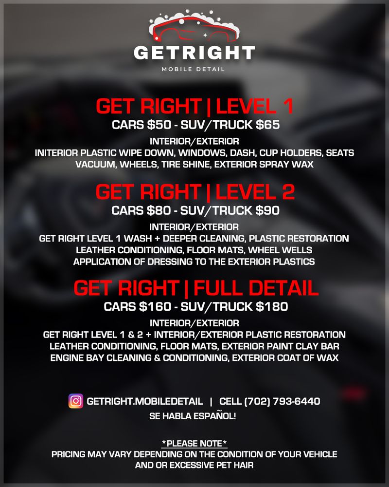 GETRIGHT MOBILE DETAIL - Updated December 2025 - Request a Quote - Las ...