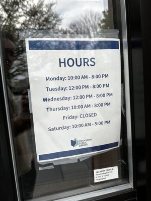 CRANSTON PUBLIC LIBRARY - WILLIAM HALL LIBRARY - Updated September 2025 ...