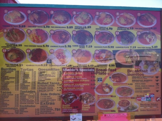 UBALDO’S TACO SHOP - 314 E Western Ave, Avondale, AZ - Menu - Yelp