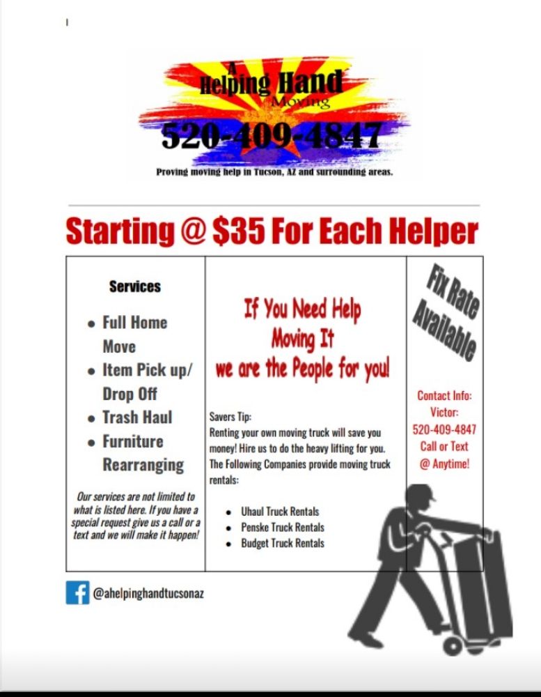 A HELPING HAND MOVING - Updated May 2024 - Tucson, Arizona - Movers ...