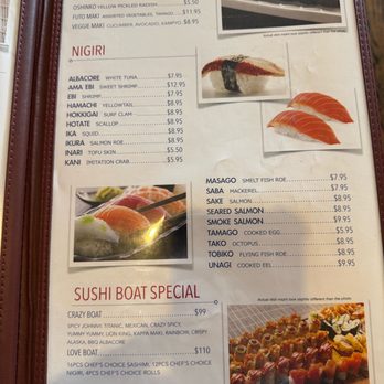 Crazy sushi menu store