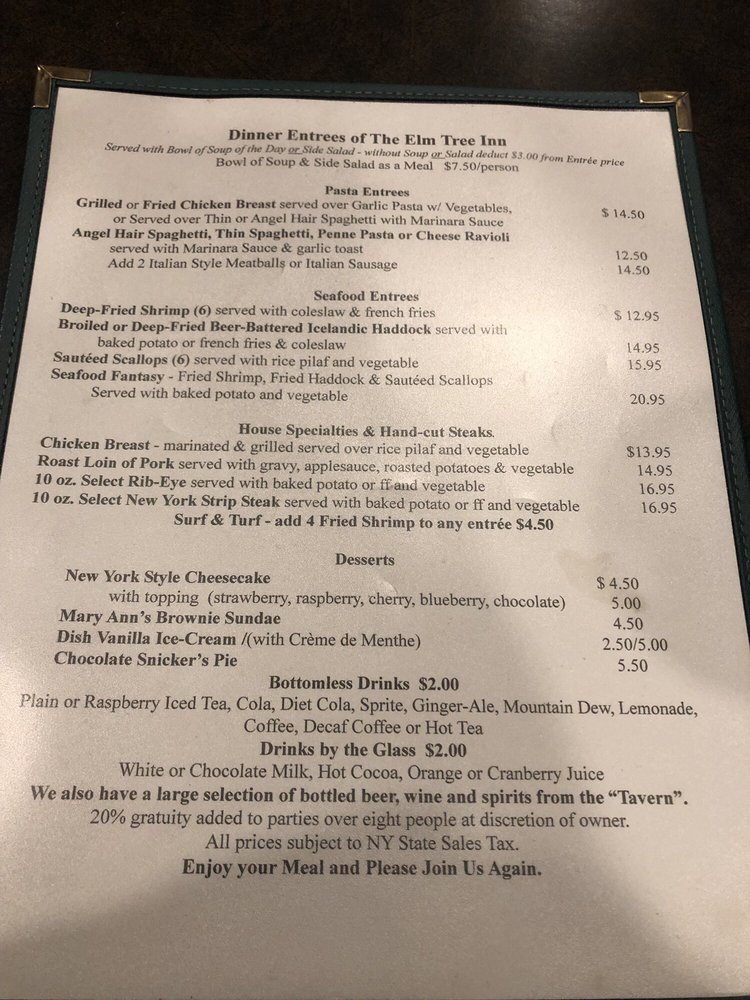 THE ELM TREE INN - 2 McLean Rd, McLean, New York - American (New ...