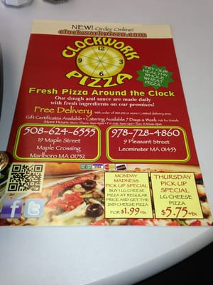 CLOCKWORK PIZZA - Updated October 2025 - 20 Reviews - 9 Pleasant St ...