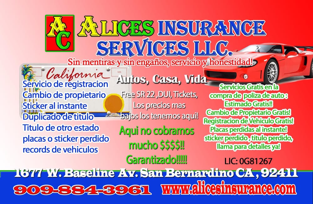 ALICES INSURANCE SERVICES - Updated January 2026 - 1629 N Mt Vernon Ave ...