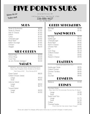 FIVE POINTS SUBS - Updated April 2026 - 1144 Five Points Pl, High Point ...