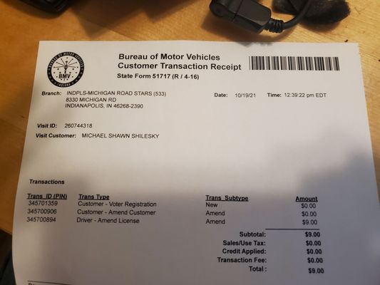 INDIANA BUREAU OF MOTOR VEHICLES - LICENSE - Updated January 2026 - 35 ...