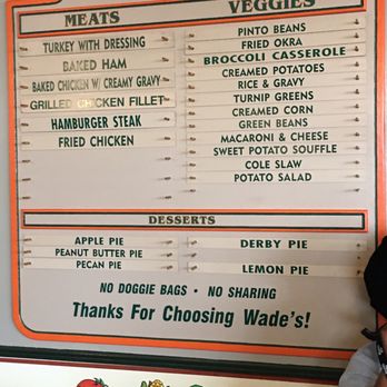 Wades menu store