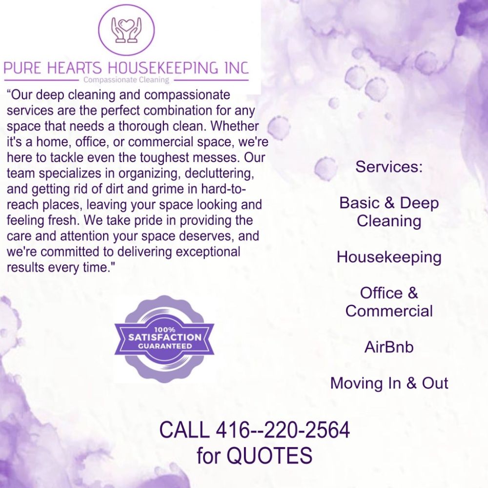 PURE HEARTS HOUSEKEEPING - Updated September 2024 - Toronto, Ontario ...