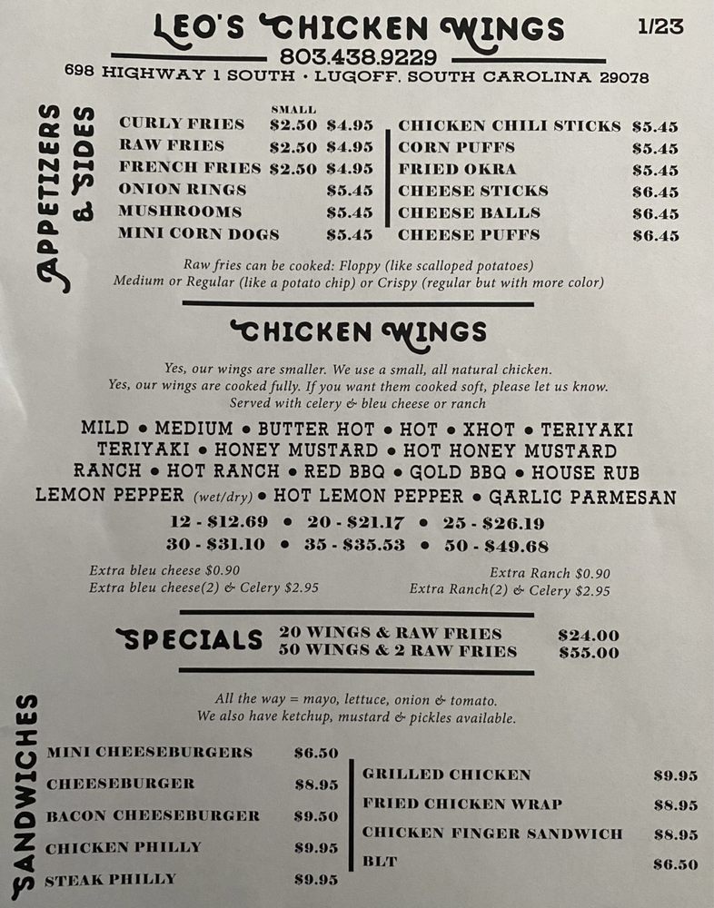 LEO’S CHICKEN WINGS - Updated September 2024 - 11 Photos & 25 Reviews - 698 Hwy 1 S, Lugoff ...