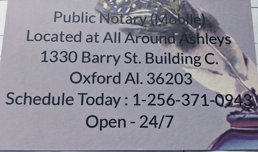 ASHLEY A MOBILE NOTARY - Updated October 2025 - 1330 Barry St, Oxford ...