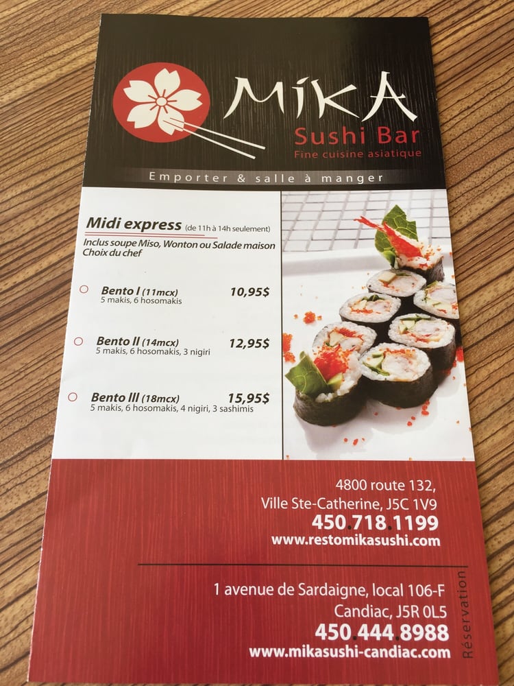 MIKA SUSHI BAR - Updated May 2026 - 4800 Route 132, Sainte-Catherine ...