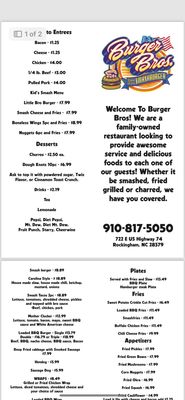 BURGER BROS RESTAURANT - Updated July 2025 - 774 E US 74, Rockingham ...