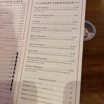 Malone's menu store
