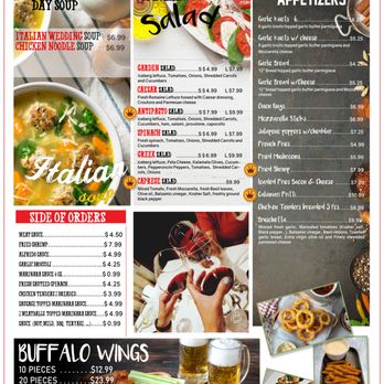 Anthony's pizza menu store