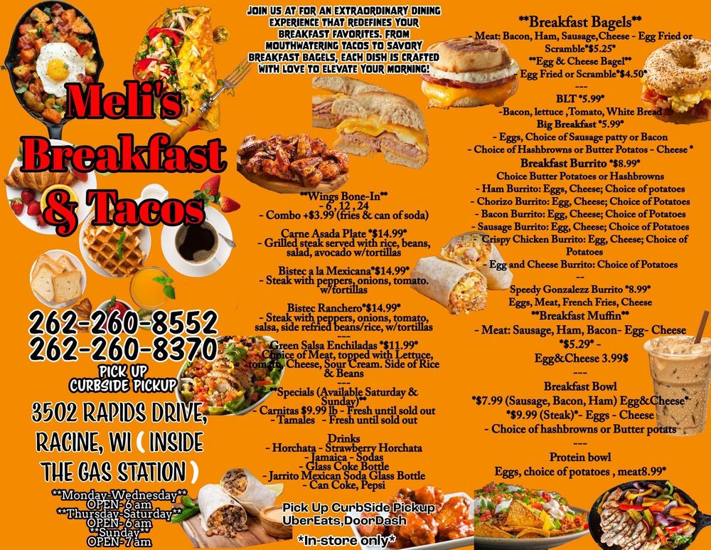 MELI’S BREAKFAST & TACOS - Updated July 2024 - 3502 Rapids Dr, Racine ...