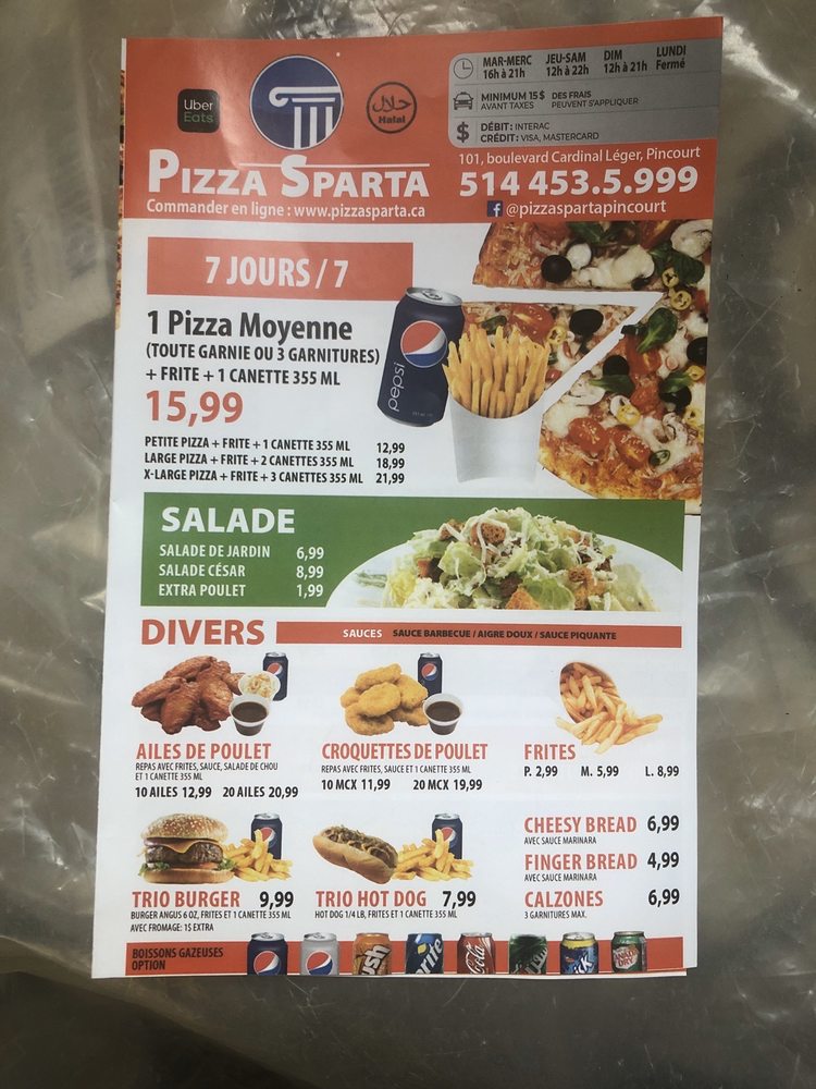 PIZZA SPARTA - 101 Boulevard Cardinal Léger, Pincourt, Quebec - Pizza ...
