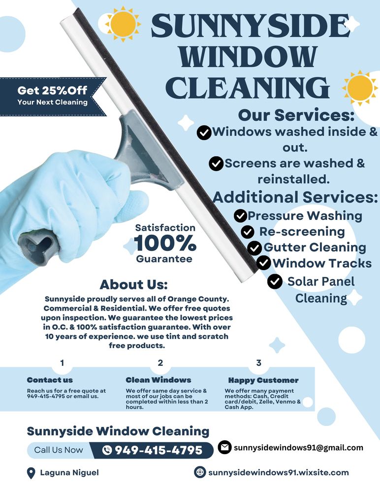 SUNNYSIDE WINDOW CLEANING - Request a Quote - Laguna Niguel, California ...