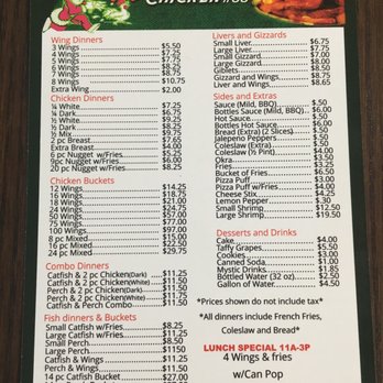 Harold's chicken menu store
