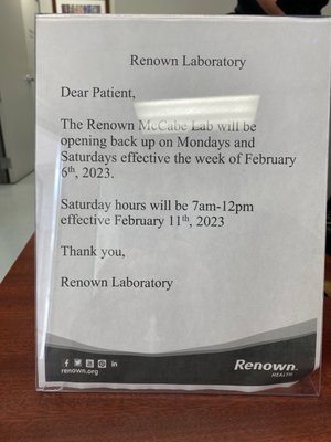 RENOWN LAB SERVICES - MCCABE - Updated December 2025 - 12 Photos & 15 ...