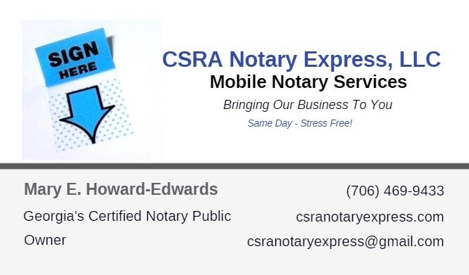 CSRA NOTARY EXPRESS - Updated January 2026 - Evans, Georgia - Notaries - Phone Number - Yelp