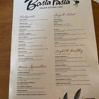 Basta pasta menu store