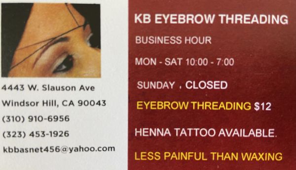 KB’S EYEBROW THREADING - Updated March 2025 - 32 Photos & 70 Reviews - 4443W Slauson Ave ...