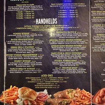 Wingers menu store