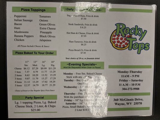 ROCKY TOPS PIZZA - Updated December 2025 - 360 McGinnis Dr, Wayne, West ...