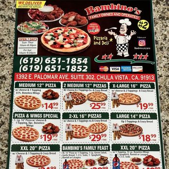 BAMBINO S PIZZA DELI CHULA VISTA Updated March 2025 420 Photos 656 Reviews 1392 E Palomar St Chula Vista California Pizza Restaurant Reviews Phone Number Menu Yelp