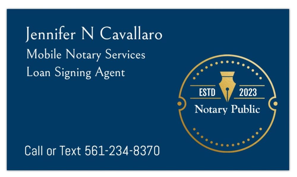 JENNIFER CAVALLARO MOBILE NOTARY - Updated April 2025 - Request a Quote ...