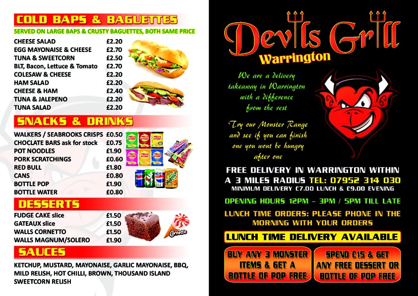 DEVILS GRILL - 95 Farrel St, Warrington, United Kingdom - Food Delivery ...