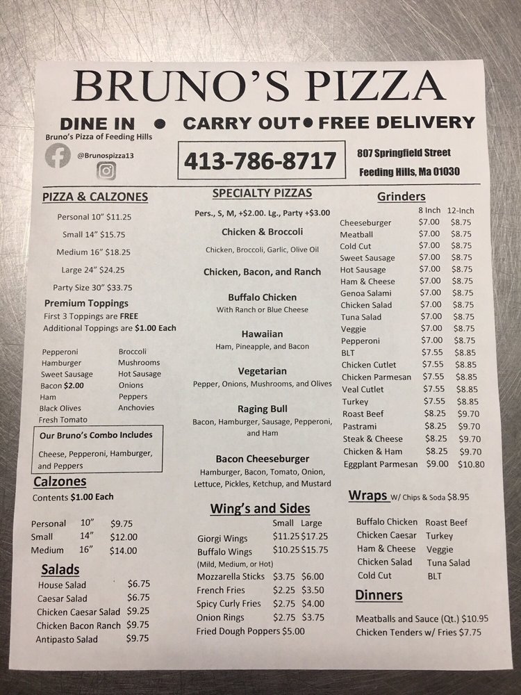 BRUNO’S PIZZERIA - Updated July 2025 - 33 Reviews - 807 Springfield St ...