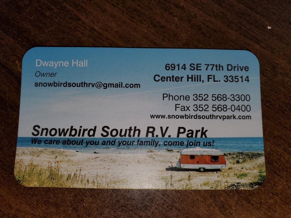 SNOWBIRD SOUTH RV PARK - 6914 SE 77th Dr, Center Hill, Florida - RV ...