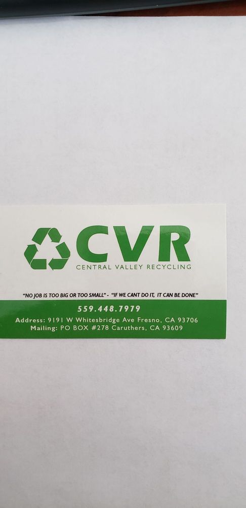 CVR CENTRAL VALLEY RECYCLING - Updated July 2025 - 9191 W Whitesbridge ...