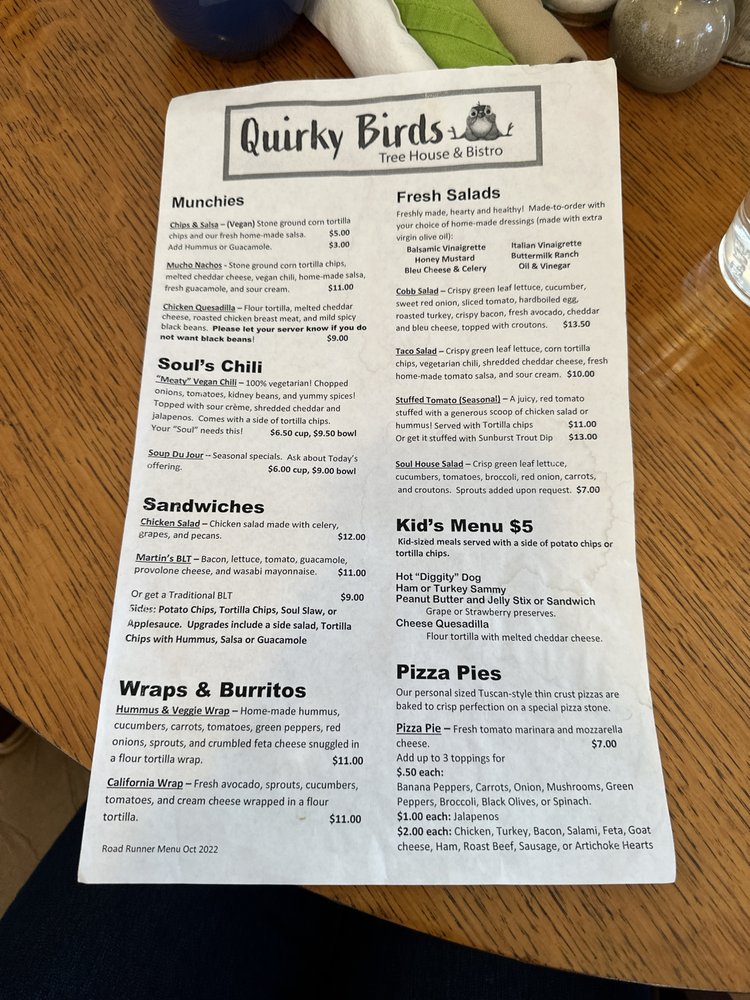 QUIRKY BIRDS TREEHOUSE & BISTRO | 148 Front St, Sylva, North Carolina ...