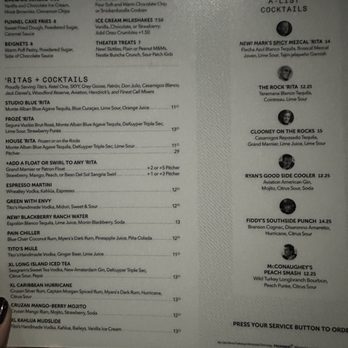 Studio movie grill menu store