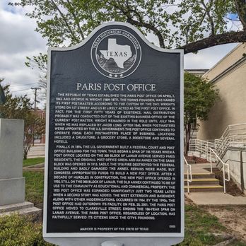 PARIS POST OFFICE HISTORICAL MARKER - Updated May 2024 - 231 Lamar Ave ...