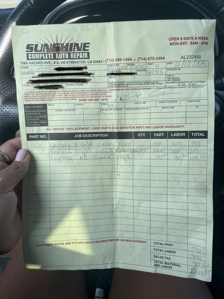 SUNSHINE AUTO REPAIR - Updated April 2026 - 11 Photos & 25 Reviews ...