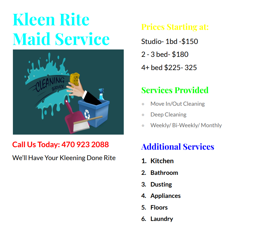 KLEEN RITE MAID SERVICE - Updated March 2025 - Request a Quote - Sandy ...