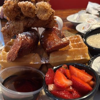 Whip cream is oil based, sausage was a little odd, waffles were waffles ...