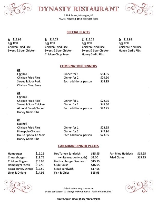 DYNASTY RESTAURANT - Updated January 2026 - 5 Rink Street, Montague ...