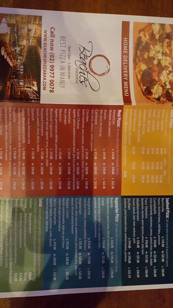 BEACHES PIZZA BAR - 22 Darley Rd, Manly New South Wales, Australia ...
