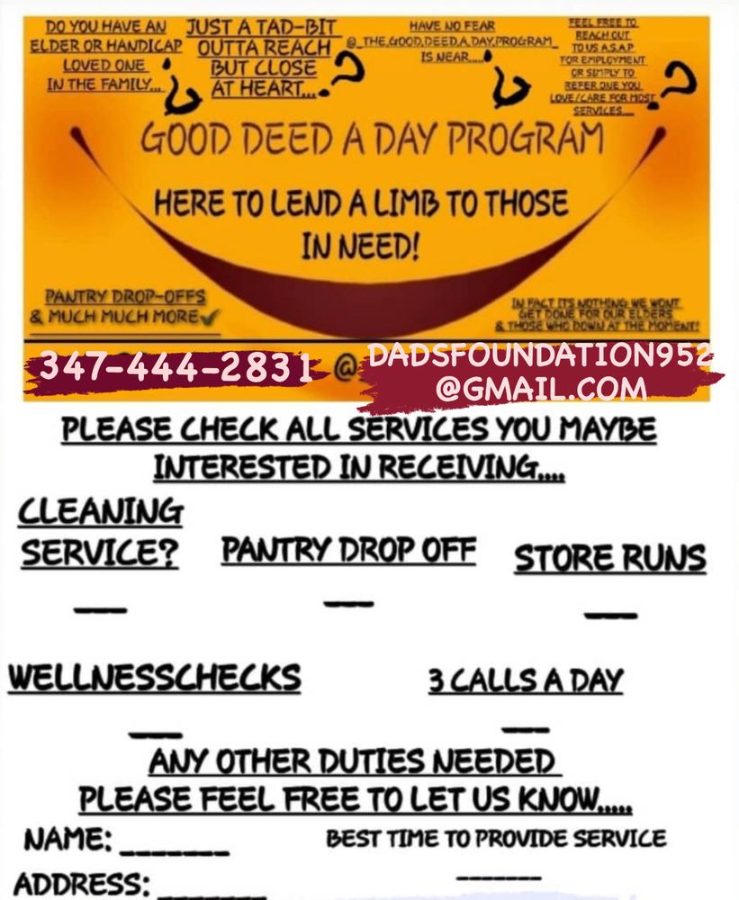 GOOD DEED A DAY PROGRAM - Updated June 2024 - Request Consultation ...