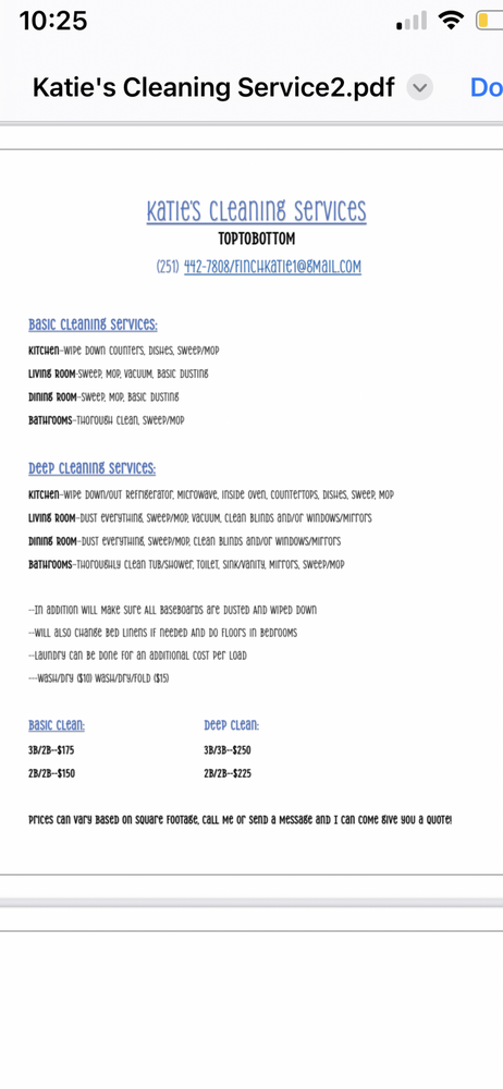 KATIE’S CLEANING SERVICE - Saraland, Alabama - Home Cleaning - Phone ...