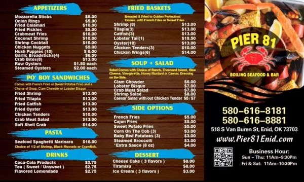 PIER 81 BOILING SEAFOOD & BAR - 518 S Van Buren St, Enid, Oklahoma ...