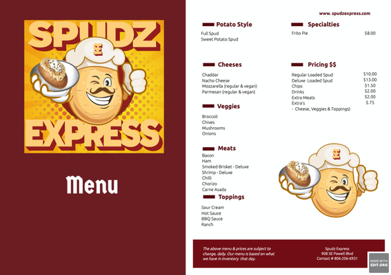 SPUDZ EXPRESS - Updated August 2024 - 908 SE Powell Blvd, Portland ...