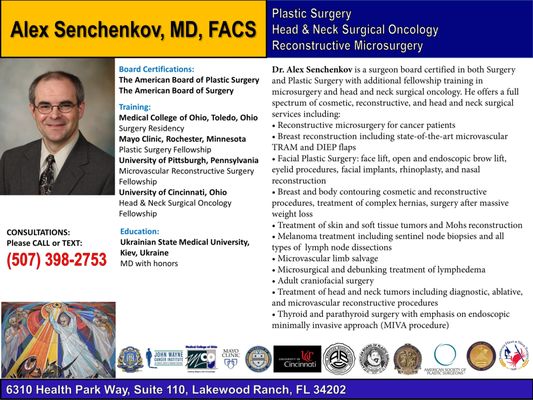 ALEX SENCHENKOV, MD, FACS - Updated December 2025 - 2426 S Tamiami Trl, Sarasota, Florida ...